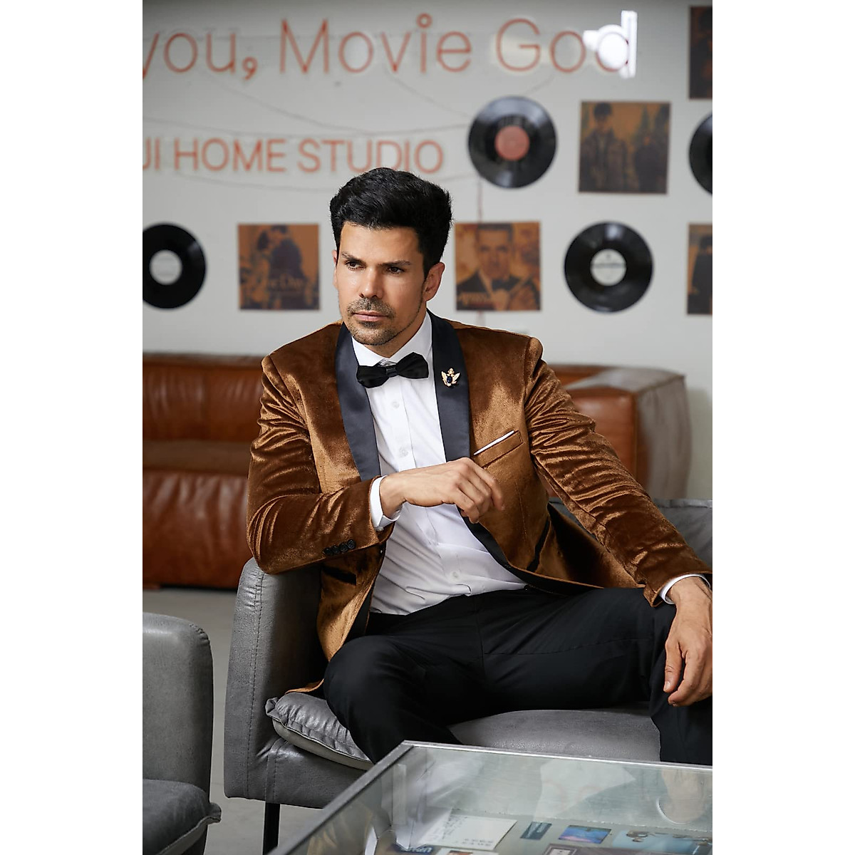 MAGE MALE Men's Velvet Slim Fit Suit Blazer Jacket Shawl Lapel One Button Dinner Prom Wedding Tuxedo Purple