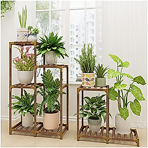 HOMKIRT Plant Stand Indoor Outdoor, Plant Shelf Upgraded Height Tall Plant Stand for Corner Wood Wooden Tiered Plant Rack Holder Organizer Display for Multiple Plants for Patio Porch Balcony Garden（8 Tier）