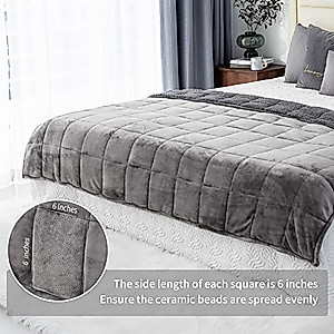 immtree Sherpa Fleece Weighted Blanket 12lbs for Adult, Soft Flannel Shaggy Cozy Fuzzy Fluffy Heavy Hug Blanket, Dual Sided Sofa Bedding Bed Sofa Blanket for Better Sleep, 48 x 72 inches, Grey