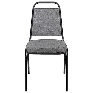 Flash Furniture 4 Pack HERCULES Series Trapezoidal Back Stacking Banquet Chair with 2.5" Thick Seat in Gray Fabric - Silver Vein Frame