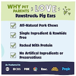 Pawstruck Pig Ears For Dogs-Bulk Pork Dental Treats Dog Chews 10 Ear(s)