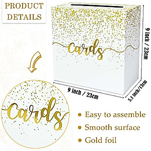 FALIZIFU Gold Card Box for Party Gift Card Box Holder Envelope Box for Wedding Birthday Baby Shower Retirement Gold Foil Card Box