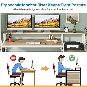 LITTLE TREE 63 Inch Computer Desk with File Drawer Cabinet, Home Office Desks with Ergonomic Monitor Stand