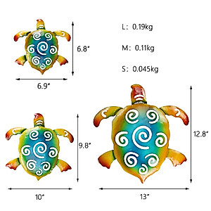 FANWNKI Metal Sea Turtles Set of 3 Wall Decor Art Beach Sculptures Hanging for Home Garden