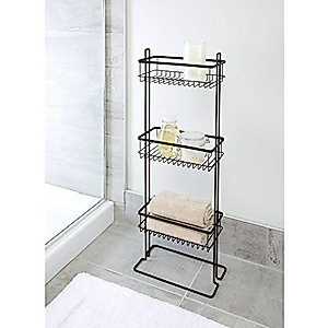 iDesign Everett Metal Standing Shower Caddy, 3-Tier Bath Shelf Baskets for Towels, Soap, Shampoo, Lotion, Accessories, 12.36" x 6.88" x 32.11", Matte Black
