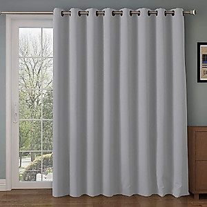 RHF Wide Thermal Blackout Patio Door Curtain Panel, Sliding Door Insulated Curtains,Thermal Curtains,Grommet Curtains, Extra Wide Curtains, Curtains for Sliding Glass Door:100W by 84L Inches- Grey