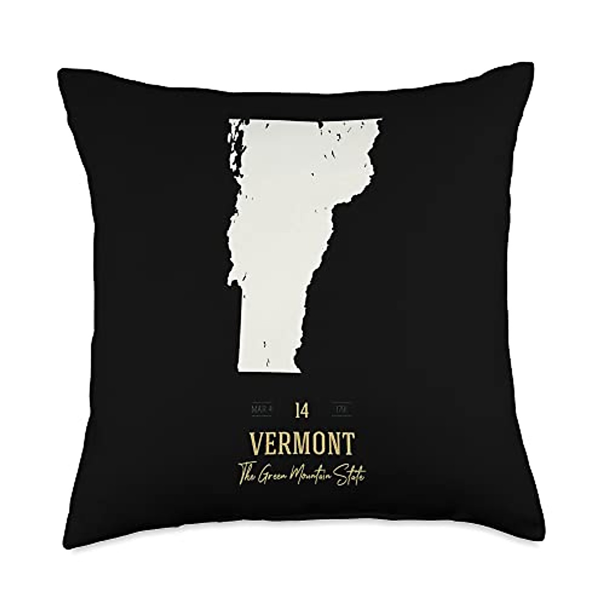 Vermont State Map USA Throw Pillow, 18x18, Multicolor