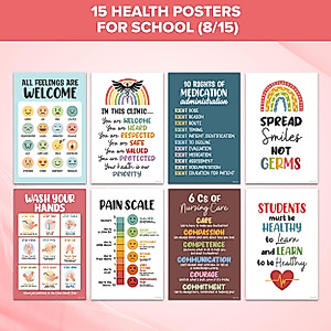 Decorably 15 Health Posters for School Nurse Office Decorations, 11x17in Matte-Laminated Educational Health Office Decor