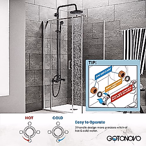 Oil Rubbed Bronze Rain Shower System Set 2 Knobs Mixing 8 Inch Rainfall Shower Head with Handheld Spray Bathroom Shower Faucet