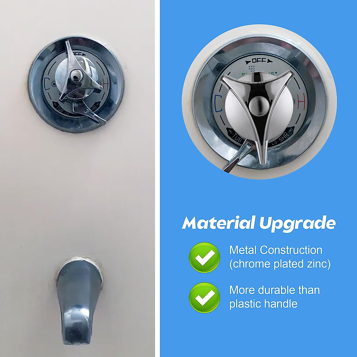 Dreyoo Shower Faucet Handle Replacement for T-31, Compatible with Symmons/Temptrol Tub and Shower Faucets, Shower Knob Replacement Single Handle with Screw and Plug Button, Metal, Chrome Plated