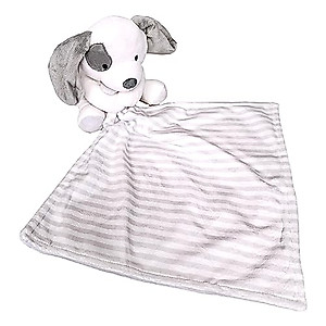 SONA G DESIGNS Personalized Baby Lovey Puppy Dog Security Blanket (White Puppy with Embroidered Name)