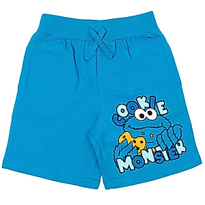 Sesame Street Elmo Cookie Monster Baby Boys French Terry 2 Pack Shorts Blue/Red 12 Months