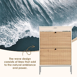 Brafab Shoe Storage Cabinet with 2 Flip Drawers&1 Small Drawer, Slim Entryway Shoe Organizer with Fluted Panel Doors for Sneakers,Light Beige