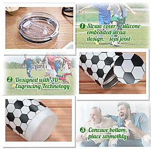 Umigy 6 Pieces Christmas Soccer Gifts Sets Include 20oz Soccer Stainless Steel Tumblers Mug with Lid Novelty Soccer Socks and Soccer Keychains for Friends Soccer Lovers