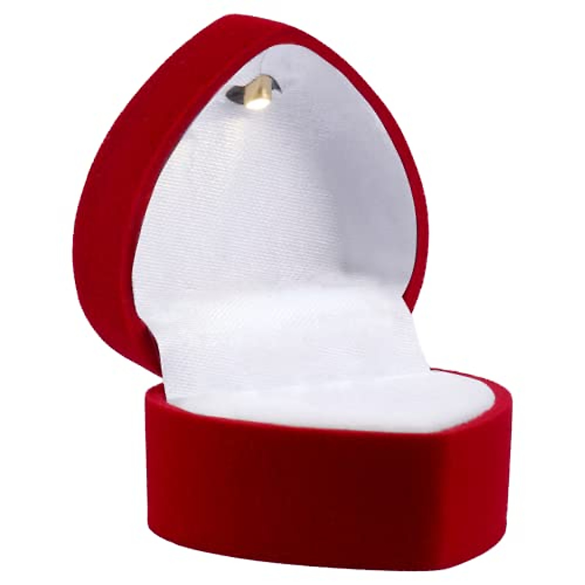 Noble Heart Ring Box with Light - Unique LED Engagement Ring Box for Proposal Ring or Special Occasions (Red)
