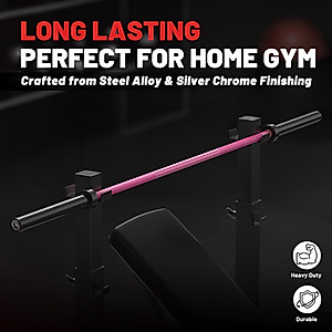 PAPABABE Olympic Barbell, 1500LB Capacity barbell Cerakote Coating Bar, Weightlifting Bar 2 Inch Barbell, for Powerlifting and Crossfit, Pink (25MM)