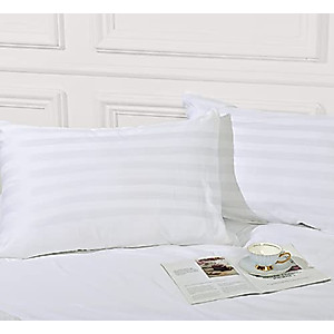 Pillow Cases Standard Size, 100% Egyptian Cotton Pillow Protectors with Zipper, 400 Thread Count Sateen Weave White Pillowcases Standard Size Set of 2, Premium Quality Pillow Covers for Home/Hotel