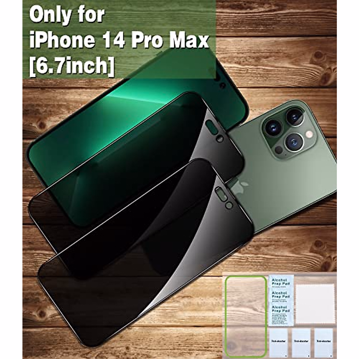 Uxinuo Privacy Screen Protector Compatible for iPhone 14 Pro Max 2022 [6.7 inch Display] 2 Pack Anti Spy Private Tempered Glass [Black]