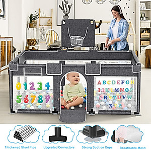 Baby Playpen with Play Mat, 71x51 Extra Large Playpen with Gate, Indoor & Outdoor Baby Fence, Anti-Fall PlayYard for Babies and Toddlers, Kids, Children's