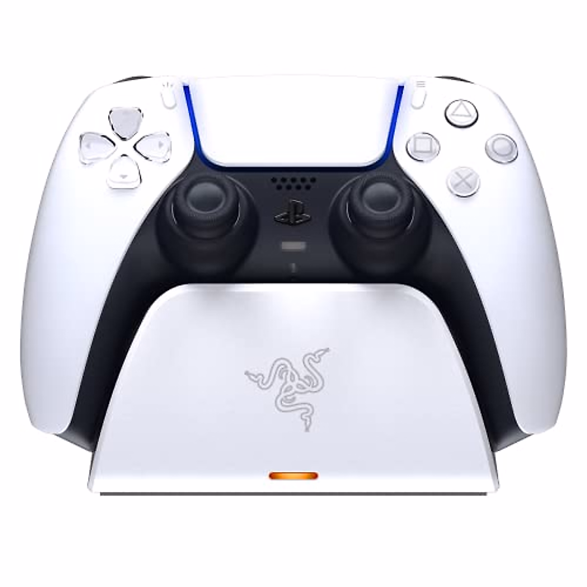 Razer Quick Charging Stand for PlayStation 5: Charge - Curved Cradle Design Matches PS5 DualSense Wireless Controller One-Handed Navigation USB Powered White (Controller Sold Separately)