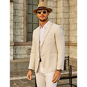 Mens Blazer Jacket Two Button Casual Sport Coat Lightweight Dress Blazer Fashion A-Khaki