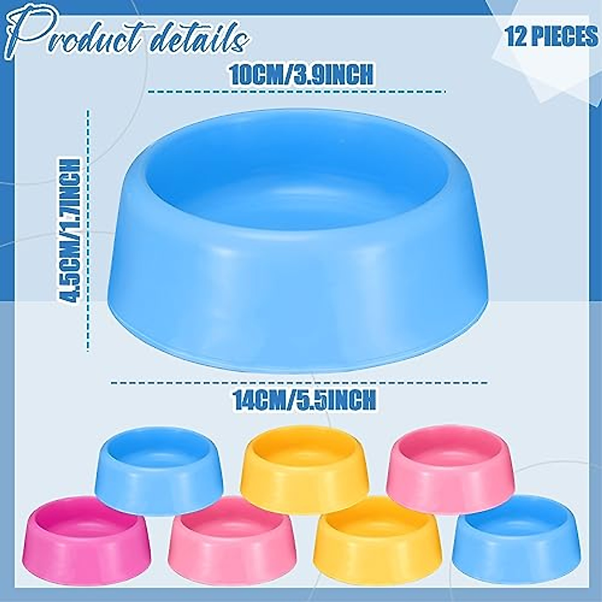 12 Pcs Plastic Dog Bowls Puppy Bowls for Dogs Birthday Party Paw Patrol Party Reusable Pet Bowls for Kitten and Puppy