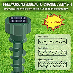 Solar Animal Repeller, 360° Ultrasonic Repellent for Moles, Cats, Dogs, Deer, Foxes, & Skunks, IP65 Waterproof, Solar-Powered, Motion Sensor & Vibration, 2 Pack for Lawn & Garden