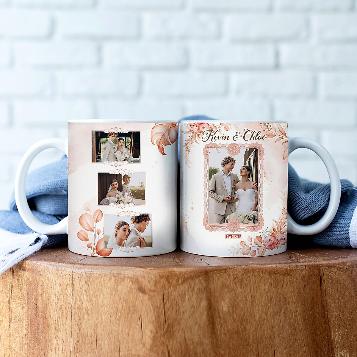 White Ceramic Coffee Mug Photo Mugs Personalized Picture Custom Name Engagement Wedding Gifts For Women Wife Engaged Couples Novelty Tea Cup Table Desk Accessories 11 And 15 Oz