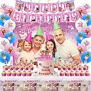 Birthday Party Supplies, Party Decorations Include Happy Birthday Banner, Backdrop, Tablecloth, Cake Toppers, Hanging Swirls, Cupcake Toppers, Latex Balloons