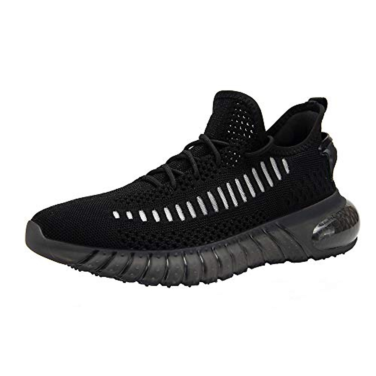 CUYIOM Men's Athletic Walking Shoes Outdoor Running Shoes Slip on Fashion Sneaker Allblack 9.5