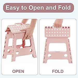 VECELO Folding Step Stool 13 Inch, Non-Slip Surface Portabl Foldable 1 Step Stool with Carry Handle, Heavy Duty to Support Kids/Toddler/Adults for Living Room Kitchen, Bathroom