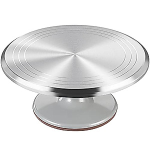 12 Inch Round Aluminum Revolving Cake Decorating Stand,Cake Turntable, Rotating Cake Stand,for Cake,Pastries and Cake Decorations