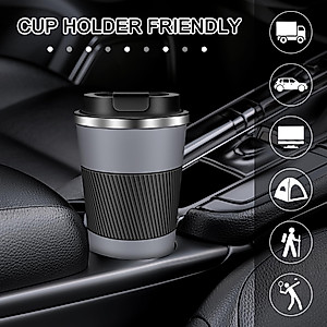 Coffee Travel Mug 12oz Insulated Coffee Mug with Lid Portable Spill-Proof Coffee Travel Mug No Handle Reusable Stainless Steel Mug Keeps Cold and Hot Suitable for Car, Daily, Travel and Gifts