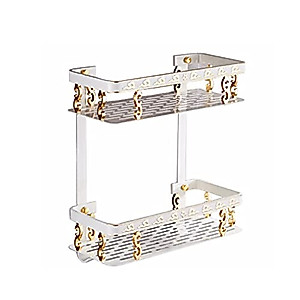 IRDFWH Bathroom Shelf Space Aluminum White Gold Shower Shampoo Soap Cosmetic Shelf Bathroom Accessories Storage Organizer Rack Holder (Color : white-Fruit peach5)
