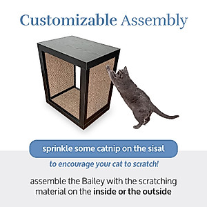Designer Pet Products Bailey Cat Scratcher, Wooden Cat Scratcher and End Table, Sisal Scratching Furniture Post for Cats and Kittens, Interior Design Scratching Post, Espresso - Dark Wood Veneer