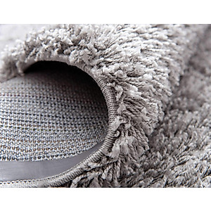 Unique Loom Solid Shag Collection Area Rug (8' x 11' Rectangle Cloud Gray)