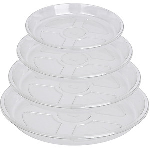 3unshine 24 Pack Plant Saucer, 6 8 10 12 Inch Durable Plastic Plant Water Tray, Black Round Plant Pot Saucers, Flower Drip Tray for Indoor Outdoor Garden