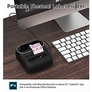 Phomemo M220 Label Maker,3.14 Inch Barcode Label Printer,Portable Thermal Printer,Bluetooth Label Maker with Tape (Address Label,Pink Label, White Label) for Mailing,Name,Home,Office,School