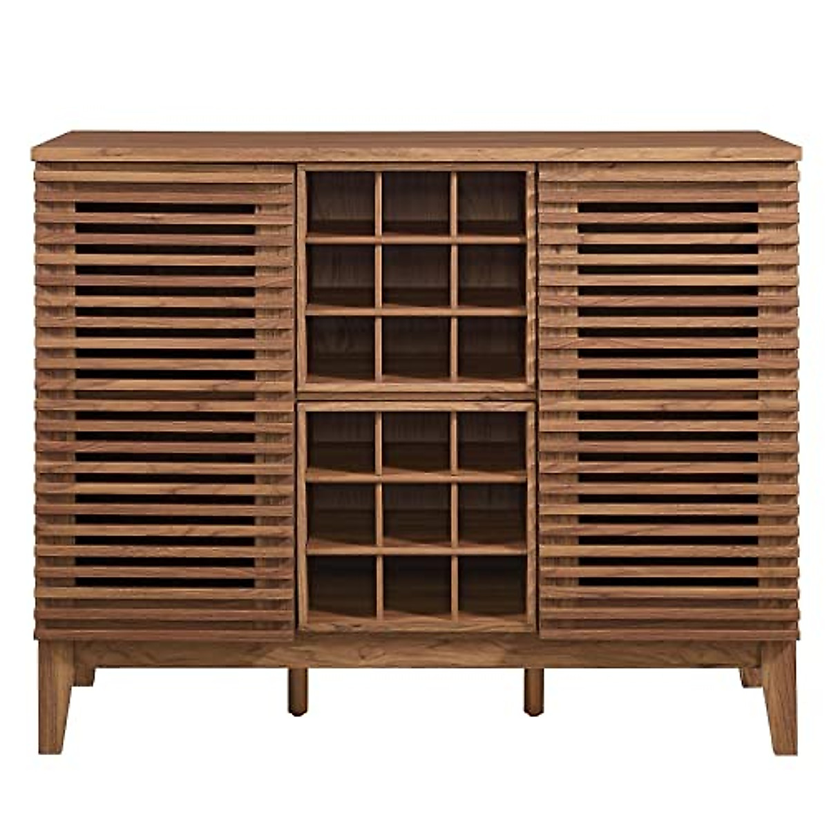 Modway Render Mid-Century Modern Wine Bar Cabinet in Walnut, 17 x 46 x 37