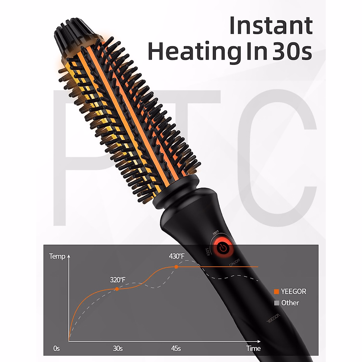 Curling Iron Brush 1 Inch, Heated Styling Round Brush Curling Iron Travel Dual Voltage，3 Temps Anti-Scald Hot Curling Brush Culer for Short Hair