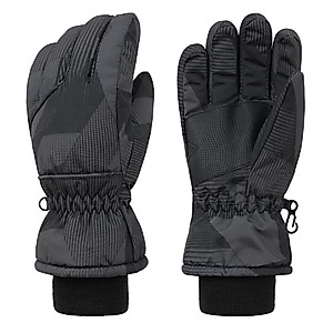 Simplicity Kids Boys Thinsulate Lined Waterproof Ski Winter Gloves, Black, L(10-12 Years)
