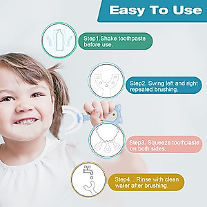 2PCS Kids U- Shaped Toothbrushes with 2PCS Replace Food Grade Soft Silicone Brush Head and Non-Slip Handle, 360° Oral Teeth Cleaning Design for Toddlers and Children 2-12 Years Tooth Brush(Style-3)