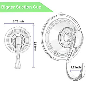 Suction Cup Hooks for Wreaths, Large Clear Reusable Heavy Duty Suction Cup Hooks with Wipes 22 LB Strong Window Glass Suction Hooks Wreath Holder for Front Door, Shower, Wall Decorations - 3 Packs