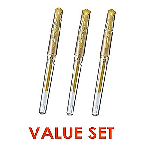 Uni Ball Signo Gel Ink Pens -Medium Point 1.0mm-Gold Ink-value Set of 3(With our shop original description of goods)
