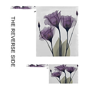 Purple Tulip Flower Wet Dry Bags Tulip Waterproof Baby Cloth Diaper Bags with Two Zippered Pockets Beach Travel Bag for Swimsuit&Wet Cloth 2pcs