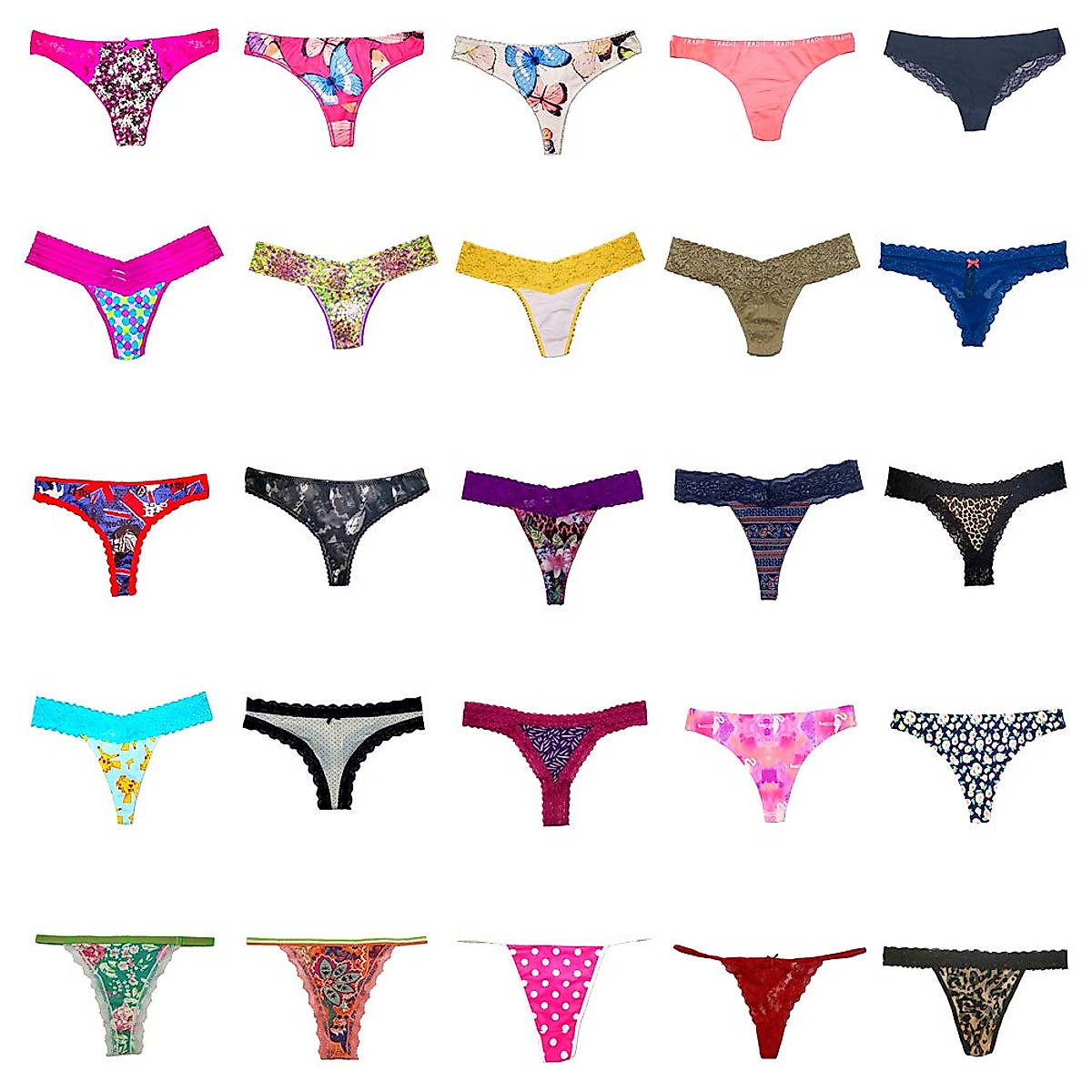 Dircho Women Underwear Variety of Panties Thong G-string T-back Tanga Pack of 10&20 (20 Pcs, Large)