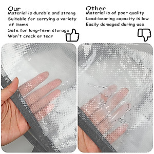 JJUNW 2 Packs Clear Storage Bags with Zipper, 26 Inch Large Storage Bag with Handles, Heavy Duty Bags for Underbed Storage Organizer, Clothes Pillow Bedding Storage Bags(Silver Gray)