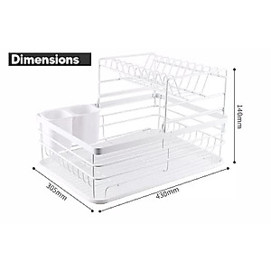 Mnml Home Dish Drying Rack for Kitchen Counter – Large Dish Rack & Drainboard Set - Dish Drainer for Sink – Dishwasher Rack Kitchen Storage with 4 Different Pieces & Tier Material (White)