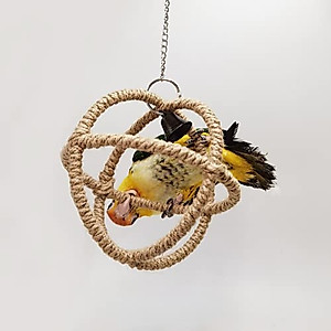 Bird Hanging Ball with Bell Chewing Treat Toy for Small Medium Large Parrot Parakeet Cockatiel Conure Lovebird Quaker Caique African Grey (Small)