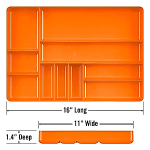 ERNST Tool Garage Organizer Tray, Orange, 10-Compartments